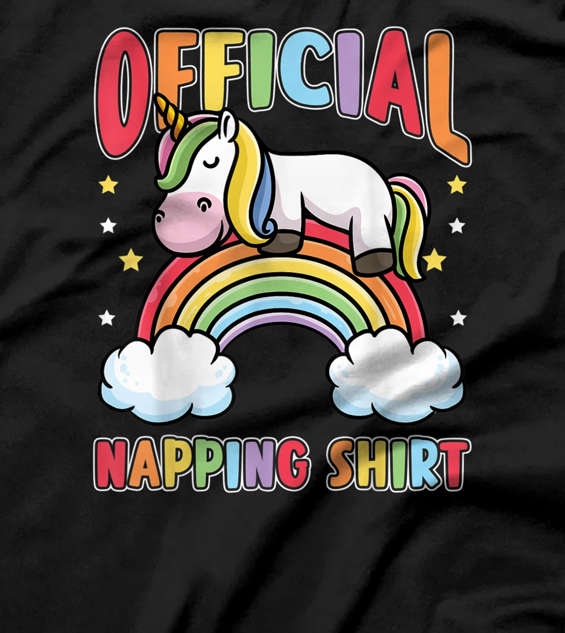Cute Unicorn With Rainbow Pajama Napping Sleeping Unicorn T-Shirt